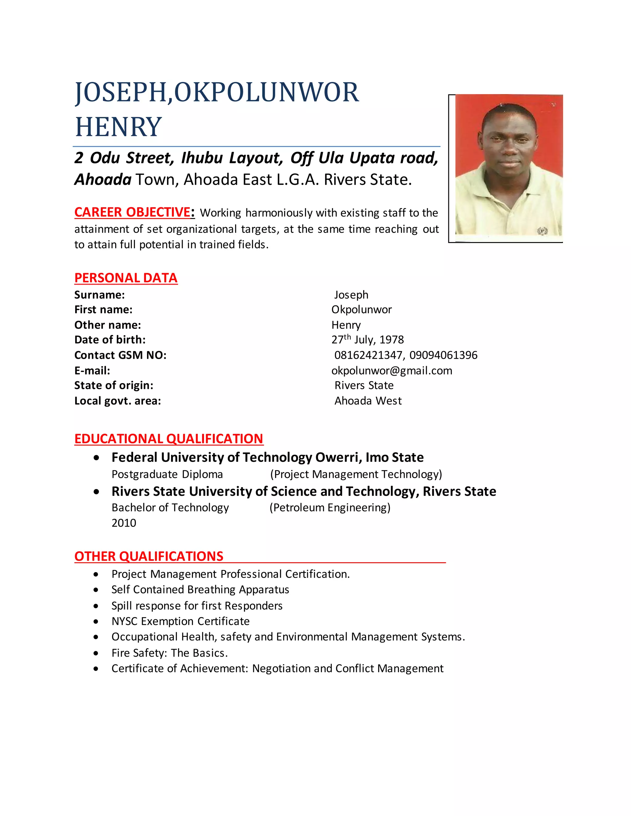 Henry's CV. | PDF