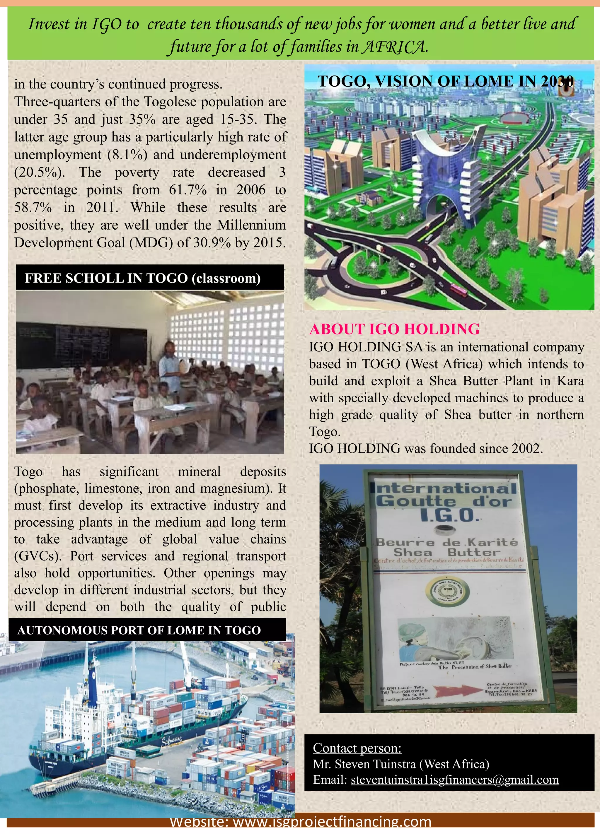 TOGO ECONOMIC OUTLOOK IGO HOLDING PROJECT | PPS