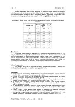 Analysis and Estimation of Harmonics Using Wavelet Technique | PDF