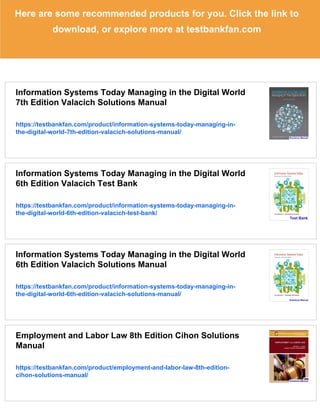 Information Systems Today Managing in the Digital World 7th Edition ...