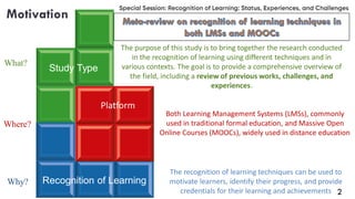 Meta-review of recognition of learning in LMS and MOOCs - Ruth Cobos | PPT
