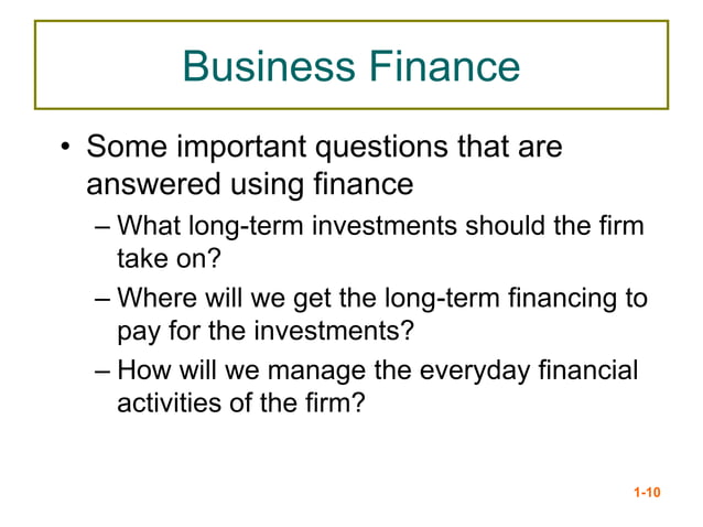 Chapter 1 Introduction to financial management | PPT | Business ...
