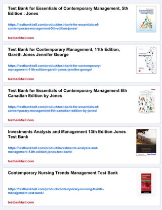 Contemporary Management 10th Edition Jones Test Bank | PDF