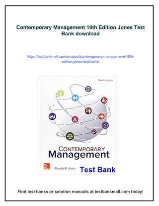 Contemporary Management 10th Edition Jones Test Bank | PDF
