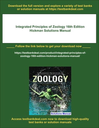 Integrated Principles of Zoology 16th Edition Hickman Solutions Manual | PDF