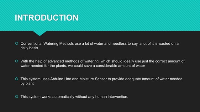 AUTOMATIC PLANT WATERING SYSTEM USING ARDUINO BASED PPT | PPTX