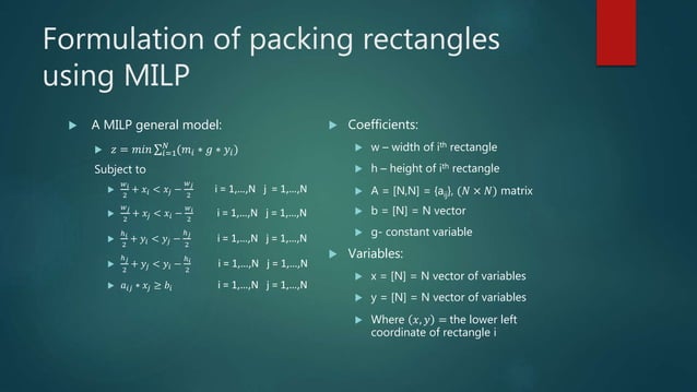 Packing Problems Using Gurobi | PPTX