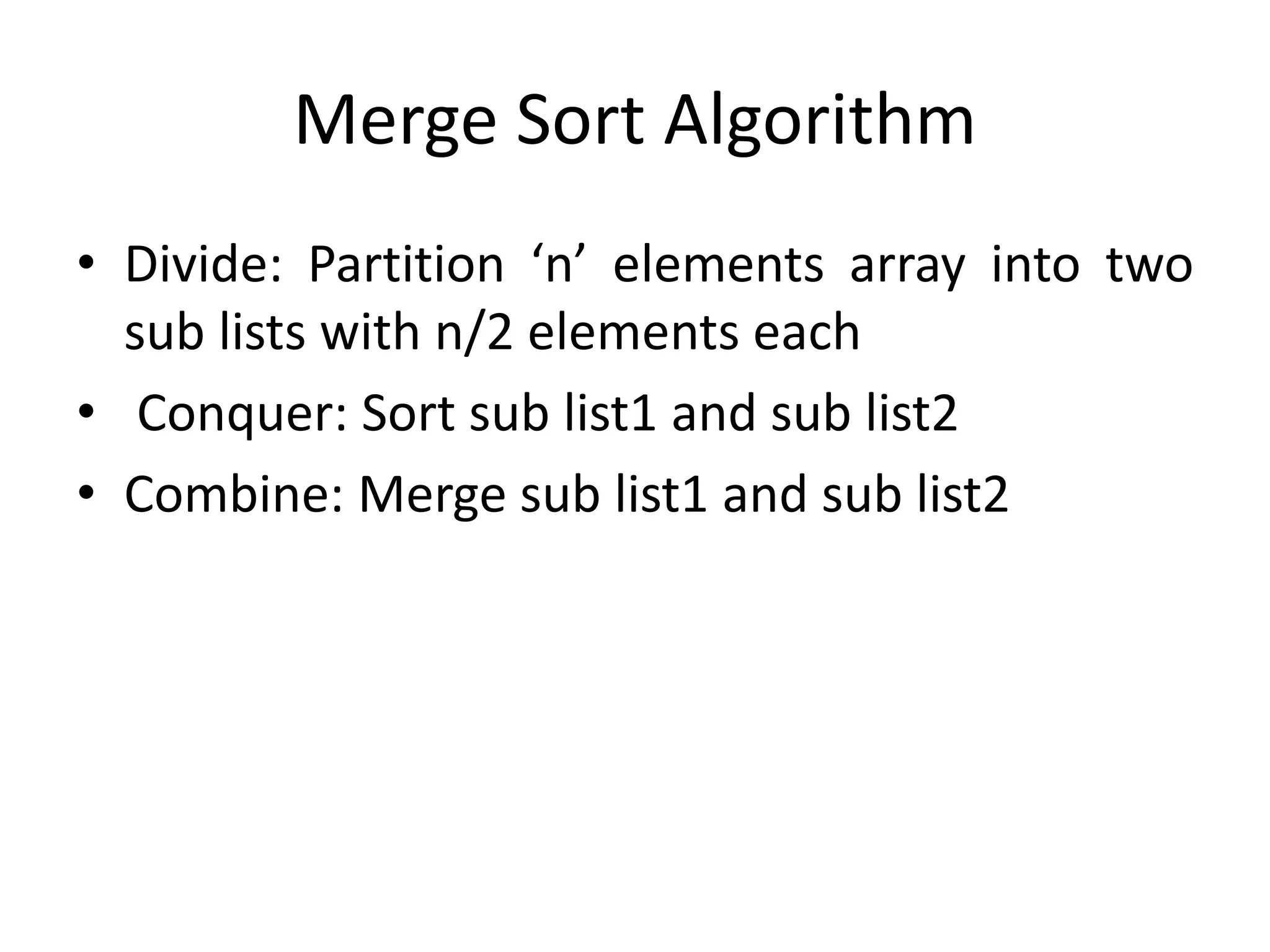 merge sort help in language C with algorithms | PPT