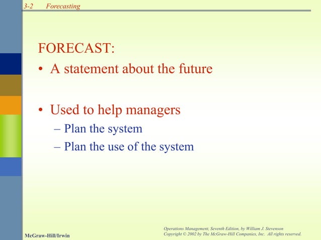 introduction to forecasting in operations management Chapter 3.ppt ...