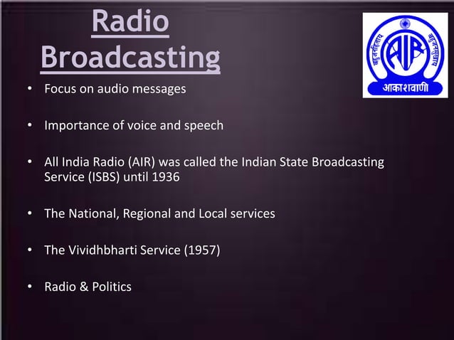 Broadcasting: Television, Radio and E-media | PPTX