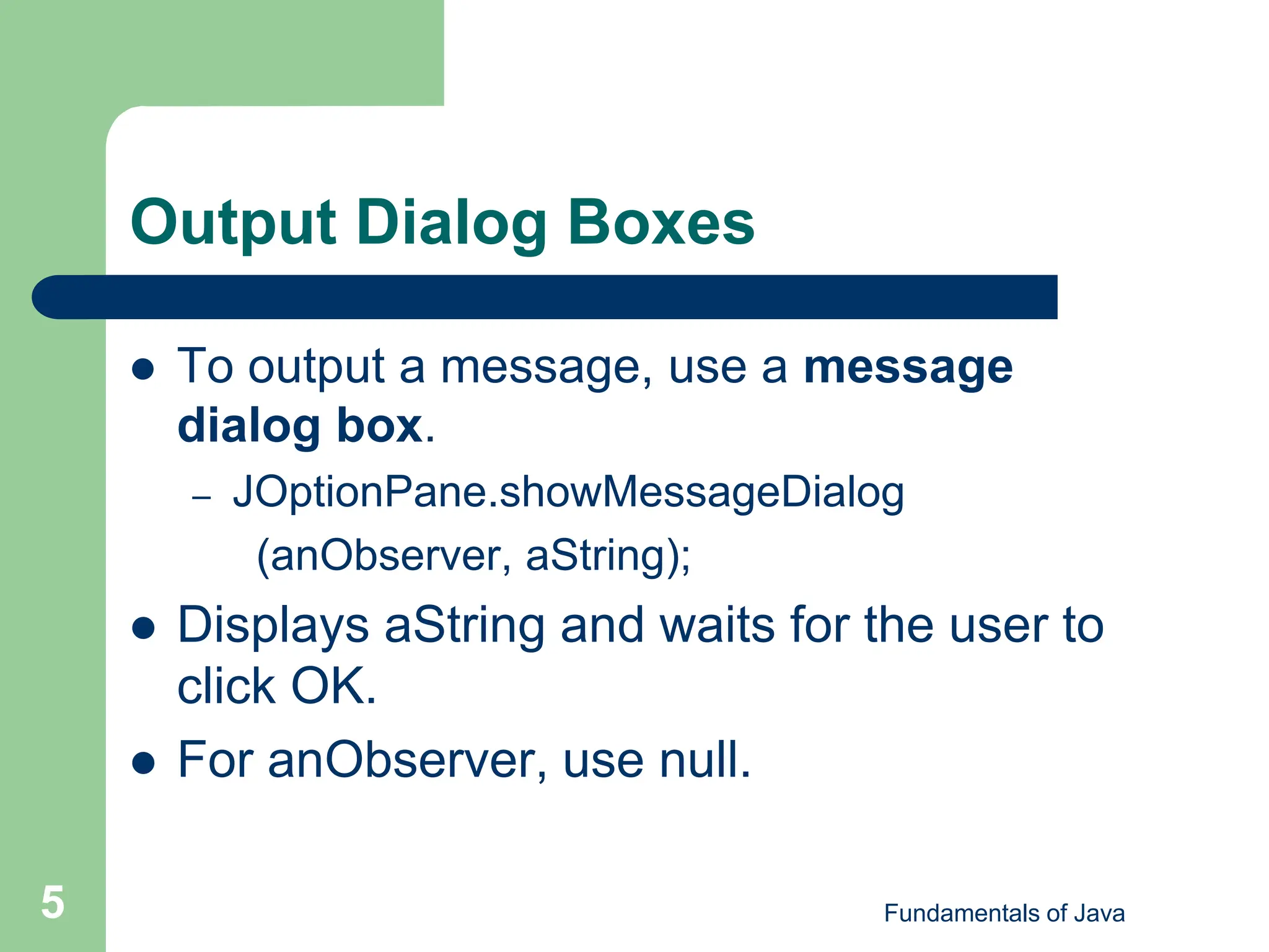 Fundamentals of Java | PPT