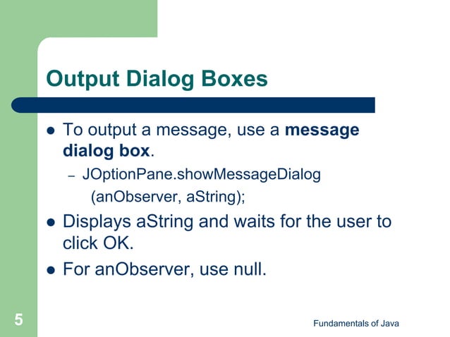 Fundamentals of Java | PPT