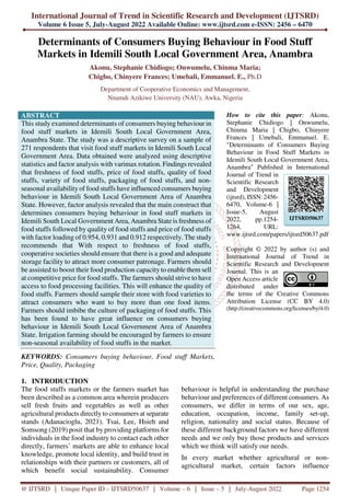 Determinants of Consumers Buying Behaviour in Food Stuff Markets in ...