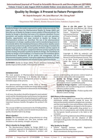 Quality by Design A Present to Future Perspective | PDF