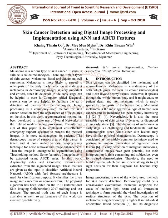 Skin Cancer Detection Using Digital Image Processing And Implementation
