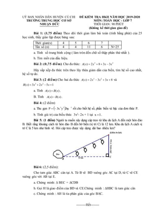 Đề Thi HK2 Toán 7 - THCS Nhuận Đức | PDF