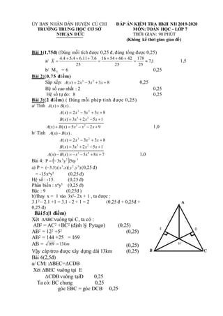 Đề Thi HK2 Toán 7 - THCS Nhuận Đức | PDF