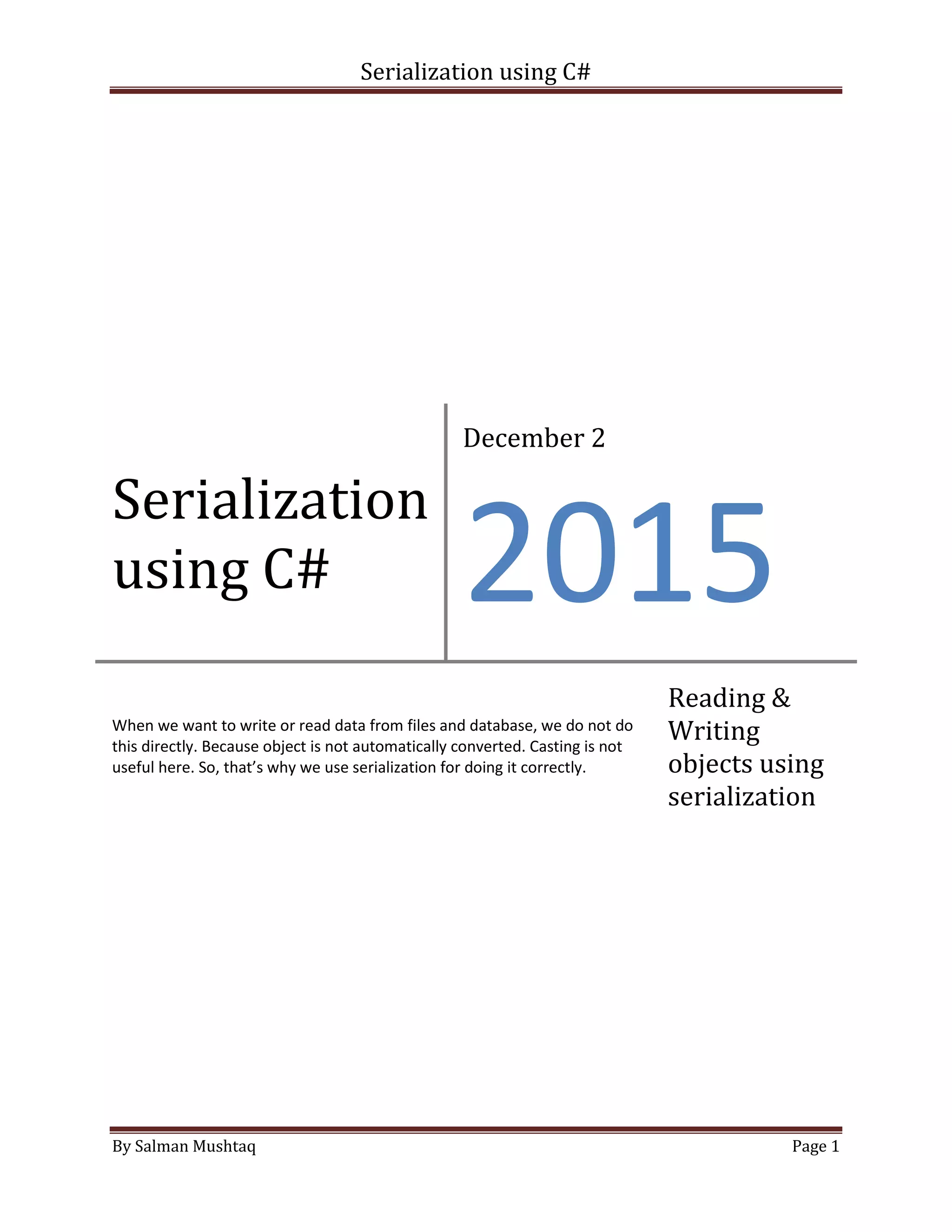 Serialization | PDF