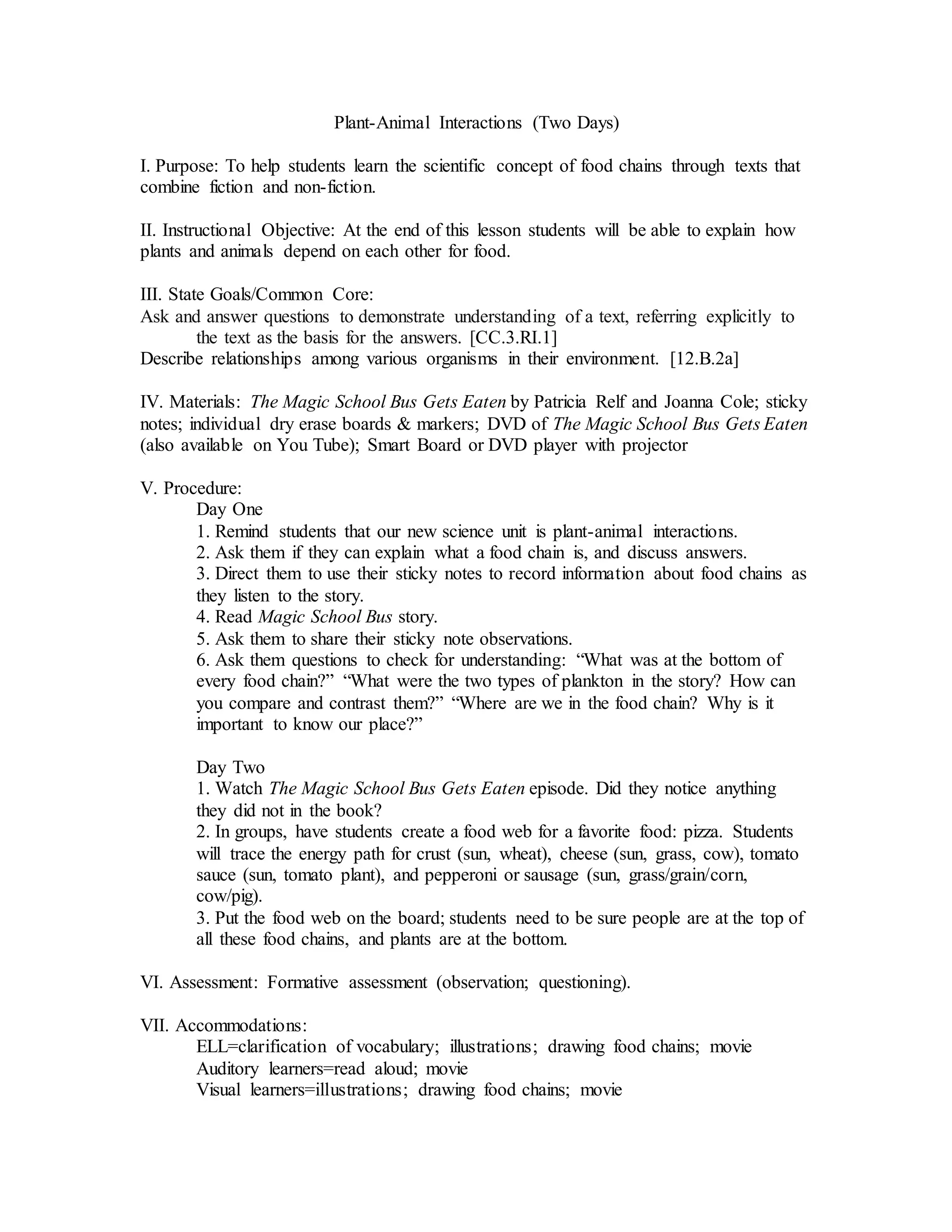 Plant-Animal Interactions | DOCX | Food & Drink