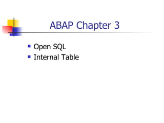 Open SQL & Internal Table | PPT