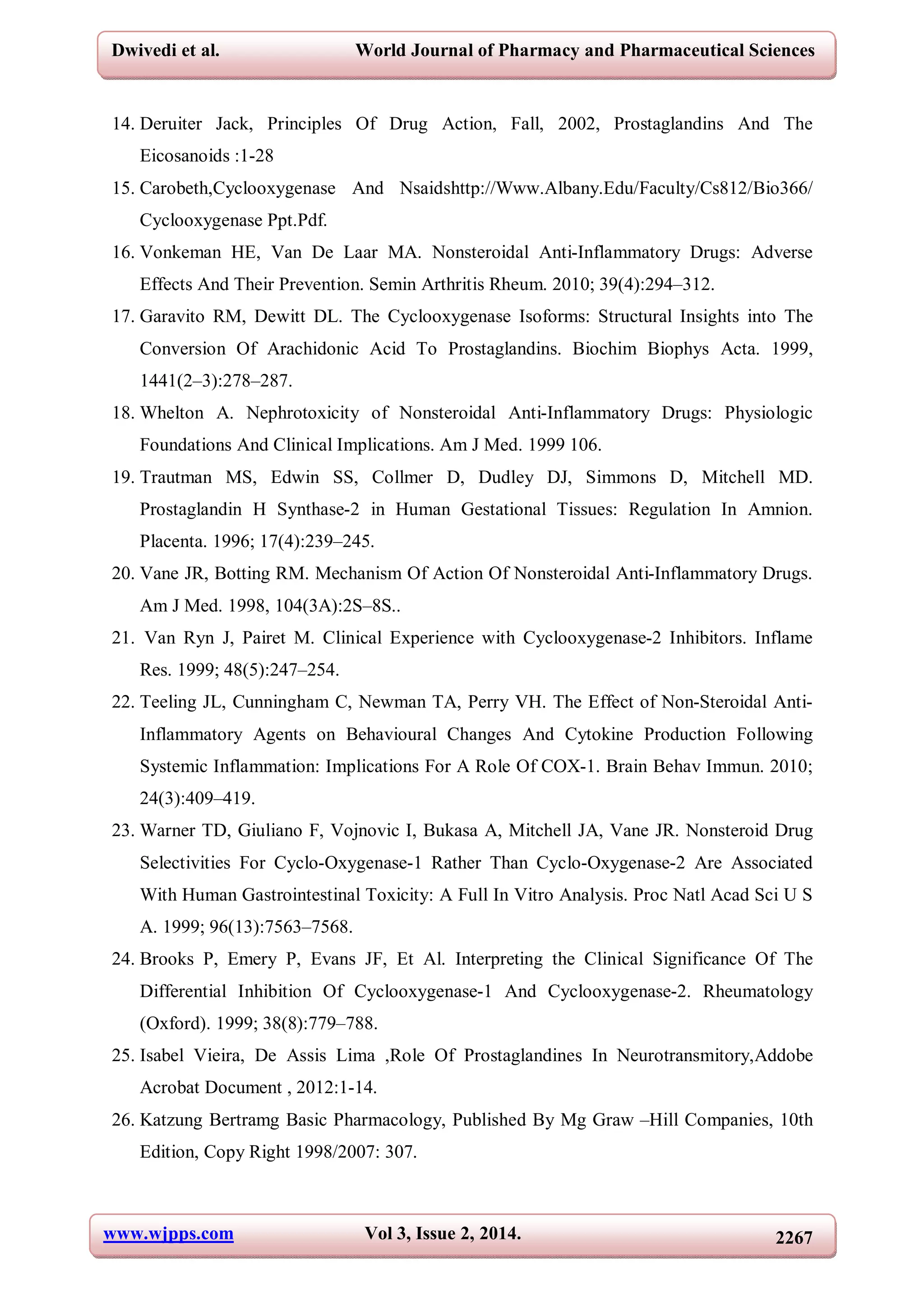 SYSTEMATIC REVIEW OF THE ROLE OF PROSTAGLANDINS | PDF