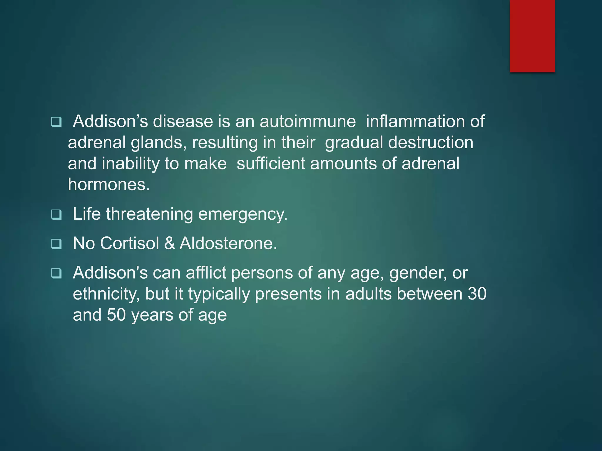 addison's disease ppt by ankita patel | PPTX | Hormonal Disorders ...