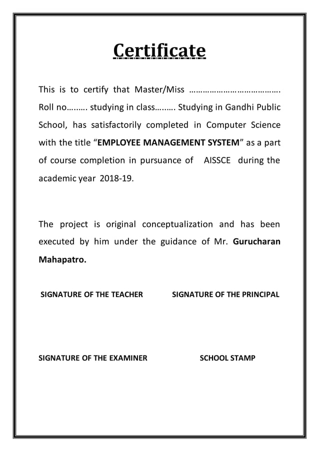 class 12th computer science project Employee Management System In ...