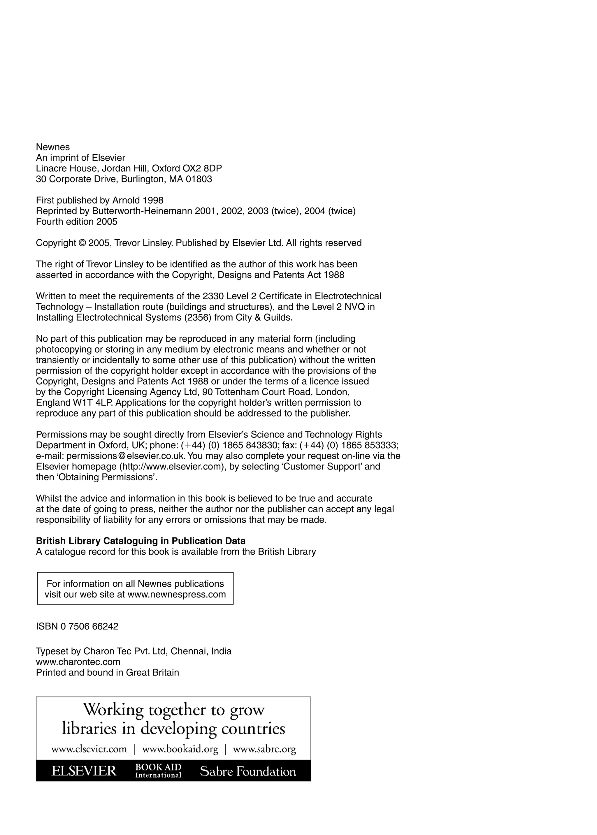 Basic Electrical Installation Work Fourth Edition Trevor Linsley | PDF