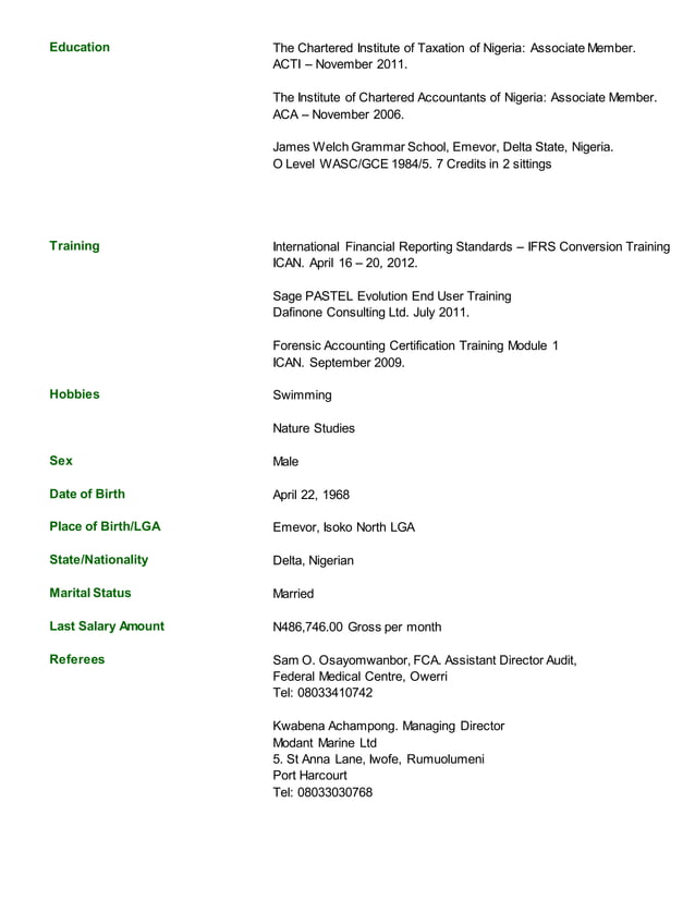 Efoma Timothy CV | PDF