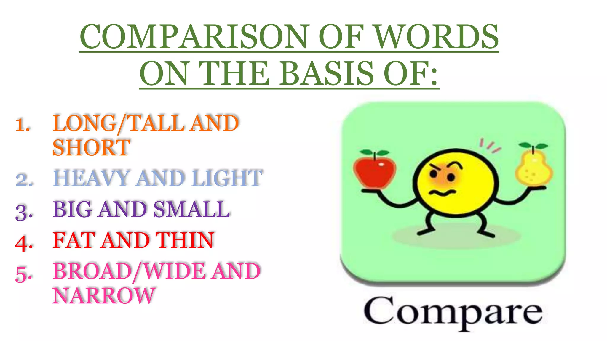 comparison words | PPTX