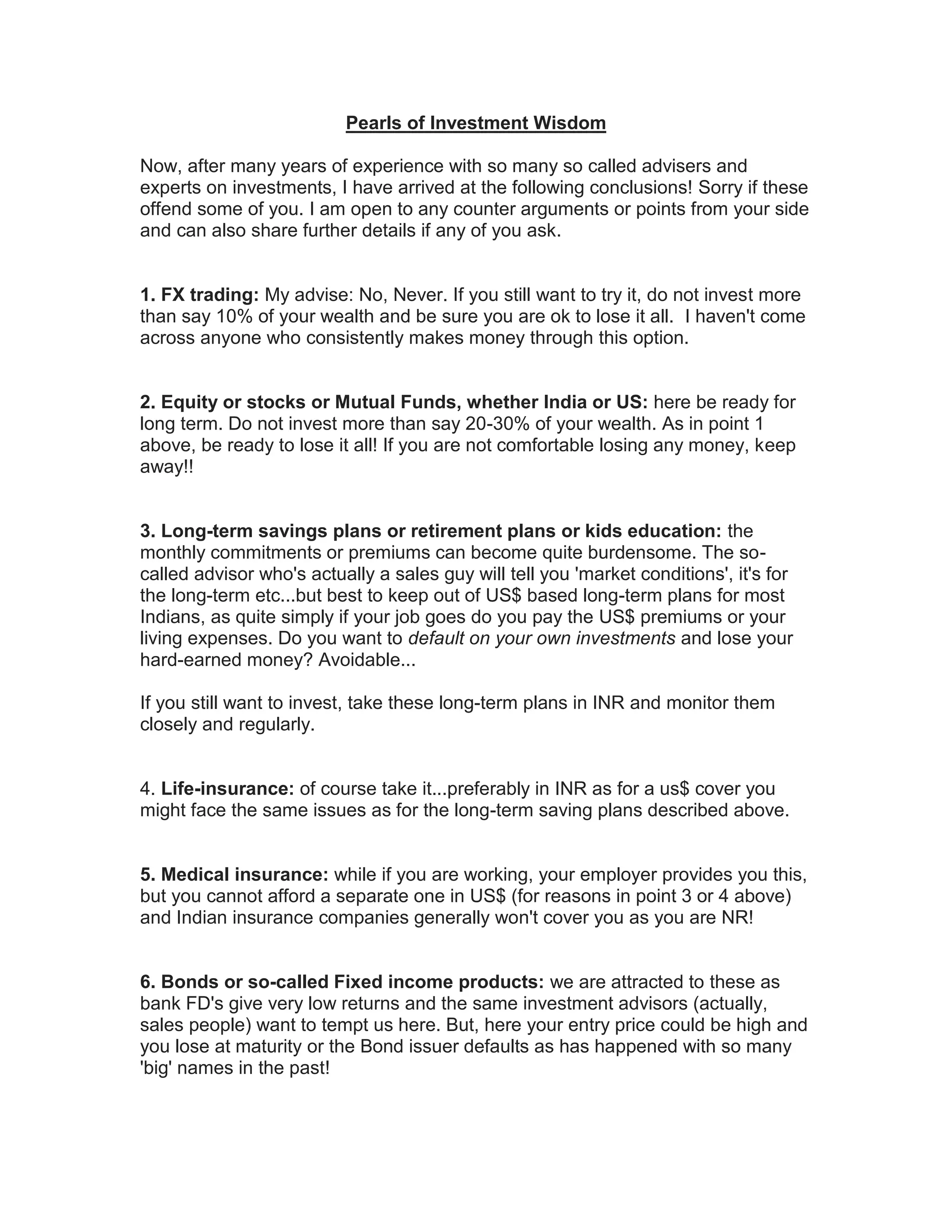 Pearls of investment wisdom | PDF | Stocks and Bonds | Personal Investing