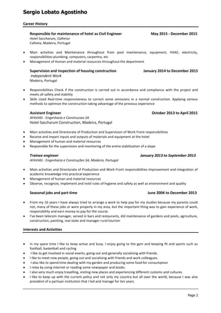 Sergio Lobato CV | PDF | Civil Engineering Industry | Industries