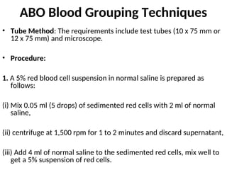 Laboratory methods of Blood Grouping techniques.p | PPT
