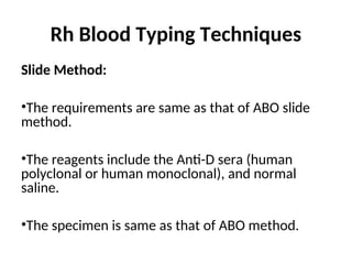 Laboratory methods of Blood Grouping techniques.p | PPT