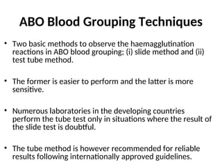 Laboratory methods of Blood Grouping techniques.p | PPT