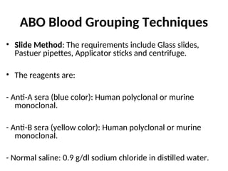 Laboratory methods of Blood Grouping techniques.p | PPT