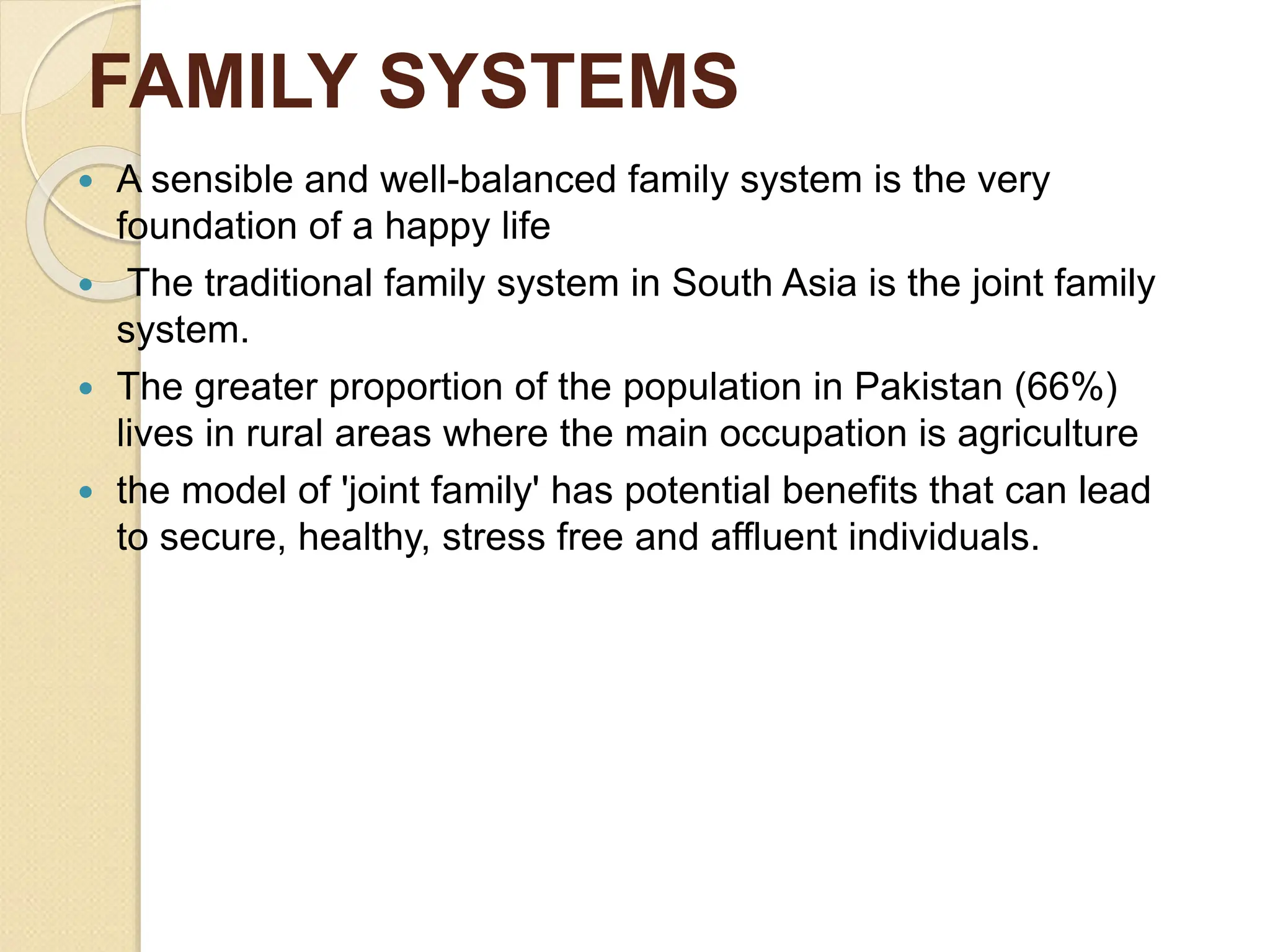 Causes of Disintegration of Joint Family system in Pakistan and Survey ...