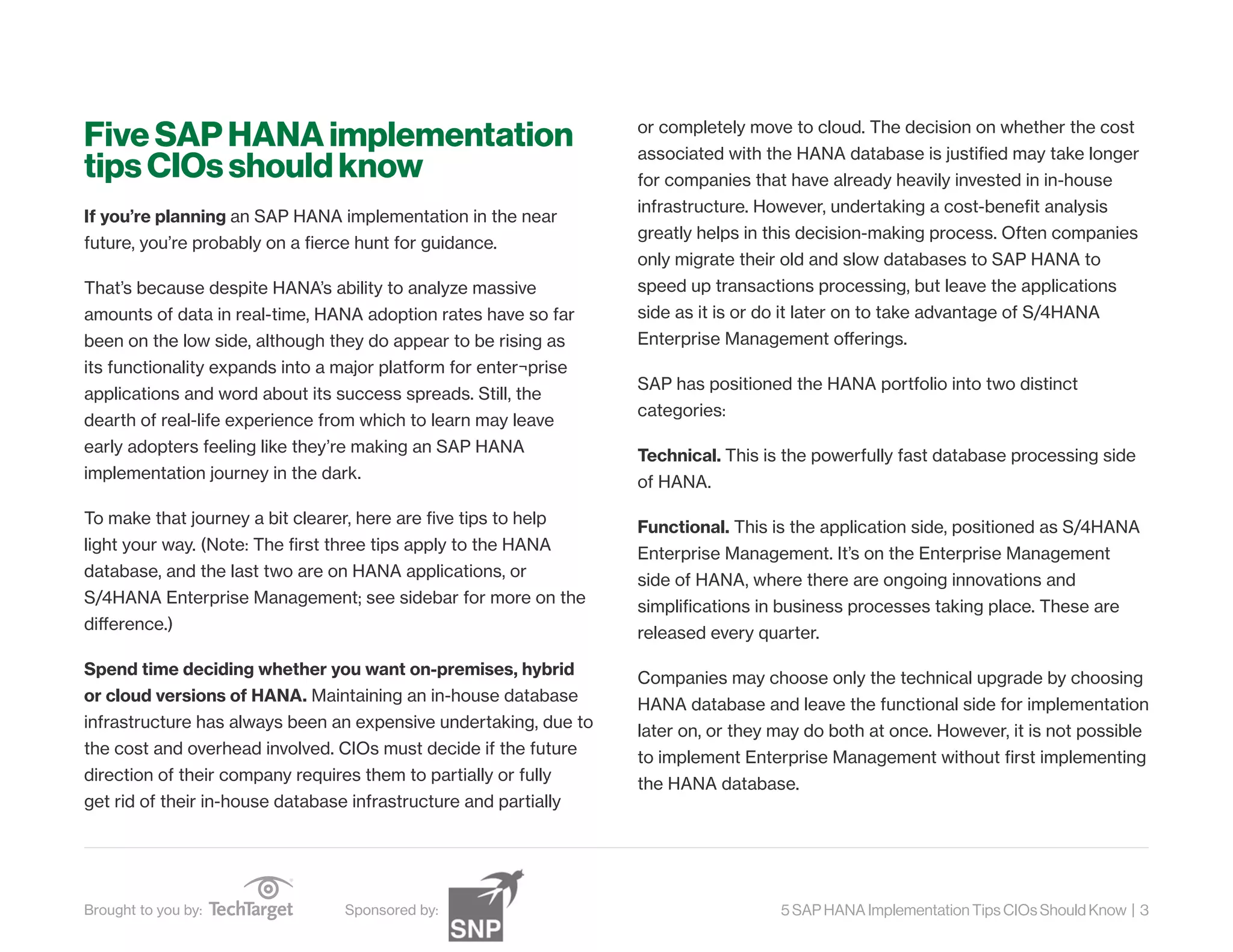 5 SAP HANA Implementation Tips CIOs Sould Know | PPT