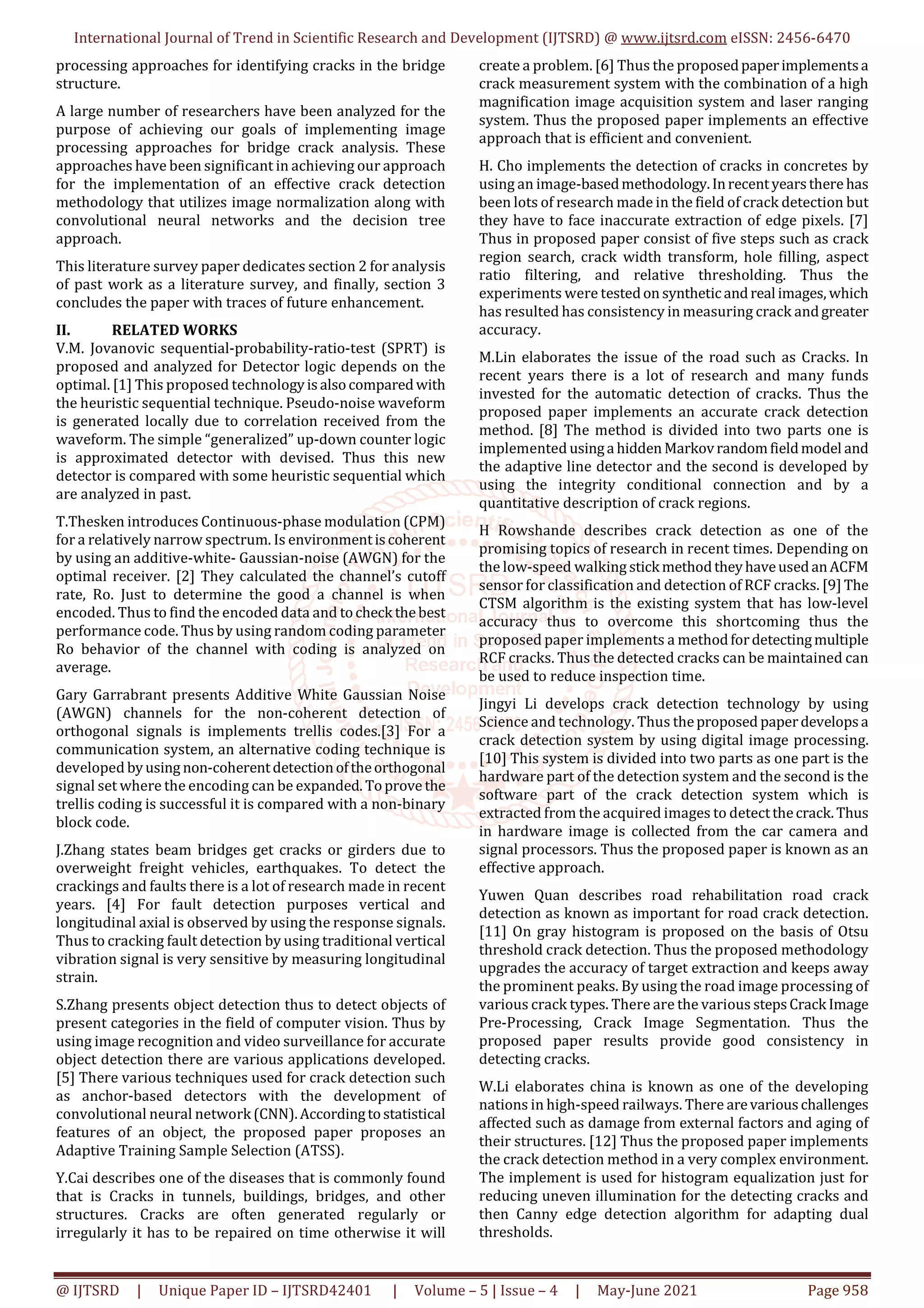 An In depth Review on Bridge Crack Detection Approaches | PDF
