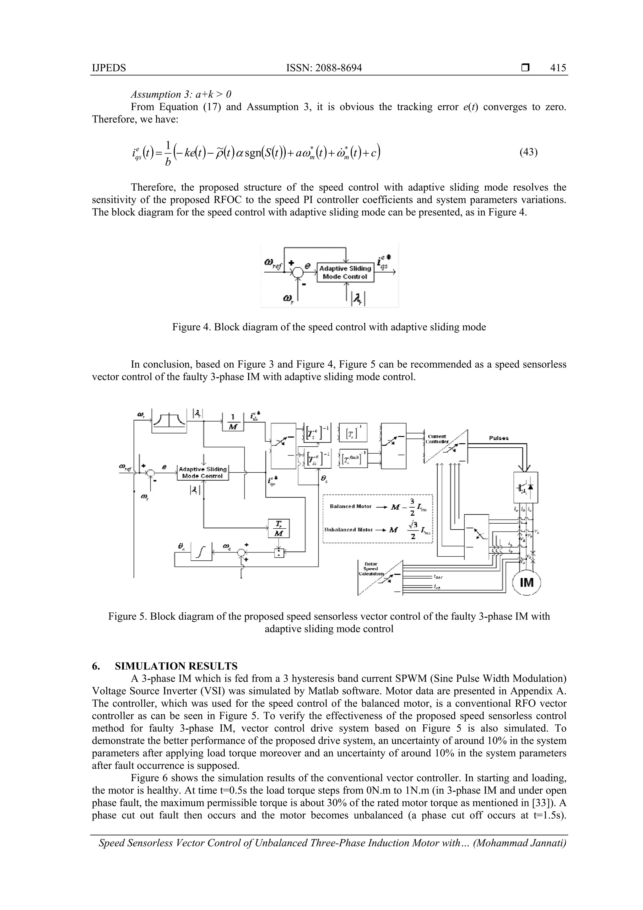 Speed Sensorless Vector Control Of Unbalanced Three Phase Induction