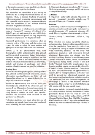 A Study on Knowledge, Attitude and Practice KAP on Anemia and Socio ...