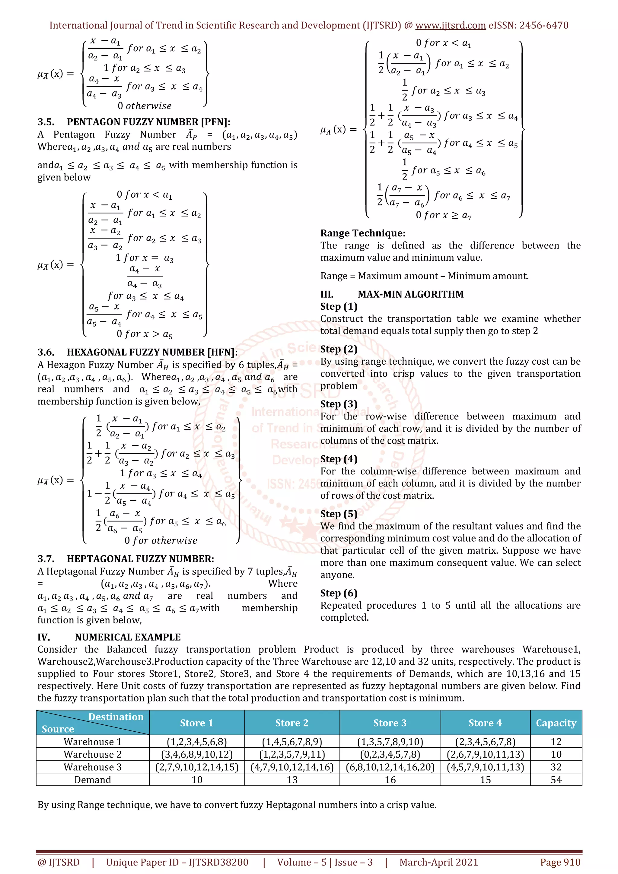 Heptagonal Fuzzy Numbers by Max Min Method | PDF
