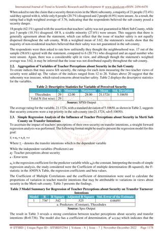 Influence of Perceived Teacher Security on Transfer Intentions in the ...