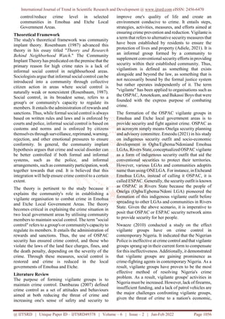 OSPAC Vigilante Outfit and Crime Control in Emohua and Etche Local ...