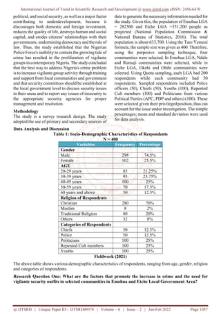 OSPAC Vigilante Outfit and Crime Control in Emohua and Etche Local ...