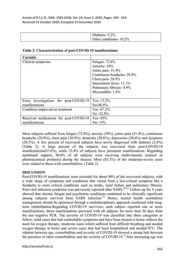 Evaluation of Signs and Symptoms Post Recovery in COVID Patients: A Questionnaire Survey | PDF ...
