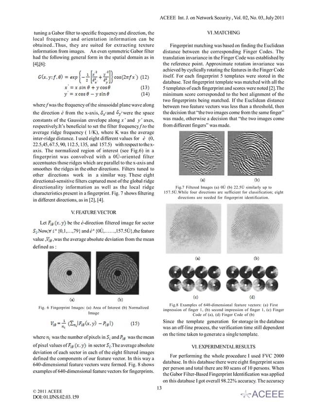 A Novel Approach To Fingerprint Identification Using Gabor Filter Bank