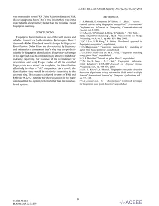 A Novel Approach to Fingerprint Identification Using Gabor Filter-Bank | PDF