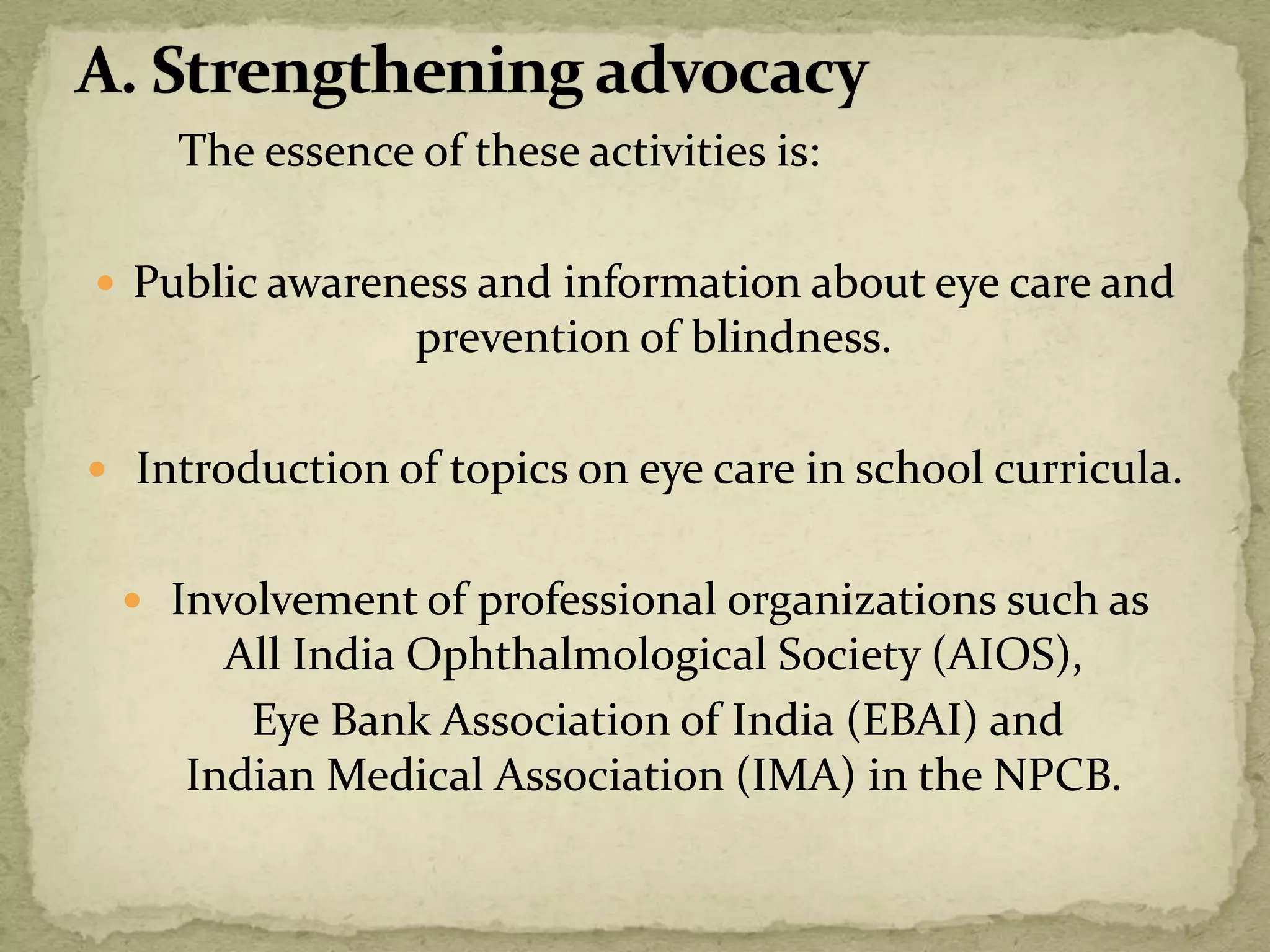 NATIONAL PROGRAMME FOR CONTROL OF BLINDNESS | PPTX