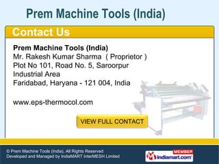 Machine and Machine Tools by Prem Machine Tools (India) Faridabad | PPT